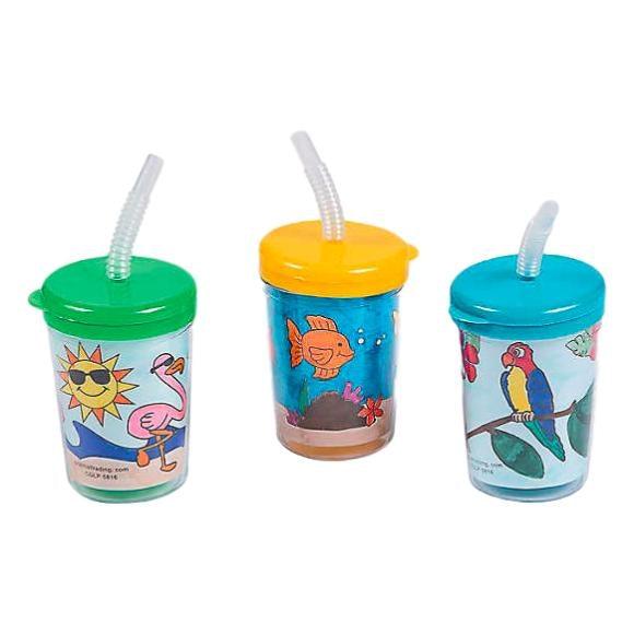 CYO Tropical Cups with Lids & Straws – EconoCrafts